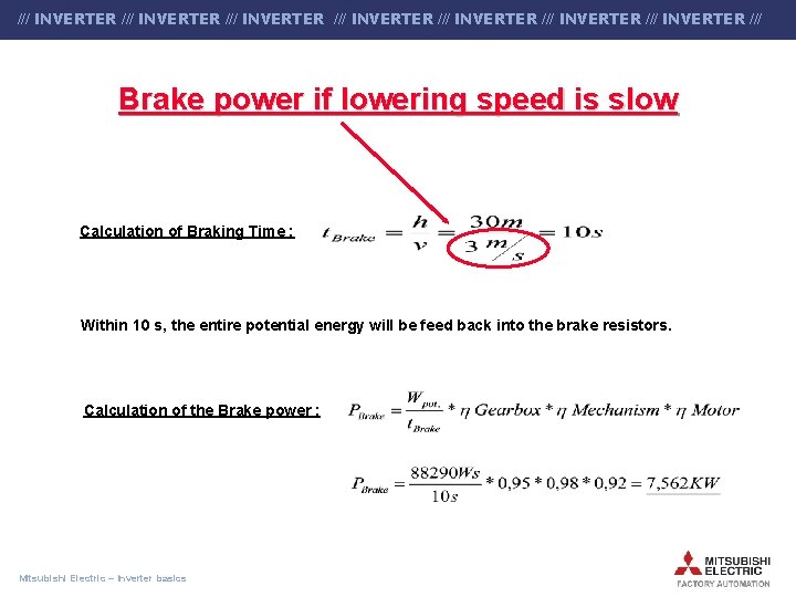 INVERTER INVERTER Industrial Automation How to calculate brake