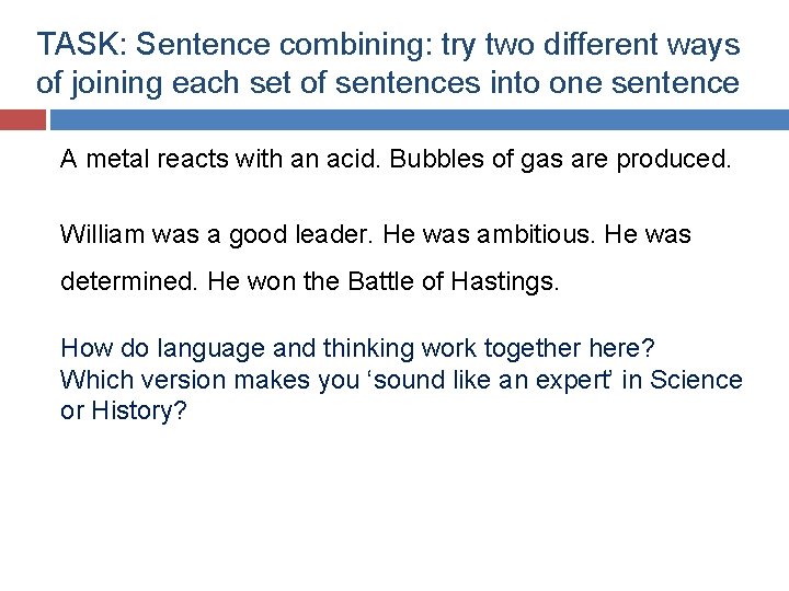 GRAMMAR FOR WRITING ACROSS THE CURRICULUM TEACHING SENTENCES