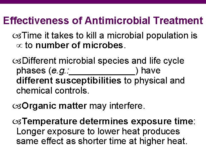 Chapter 7 The Control of Microbial Growth SLOs