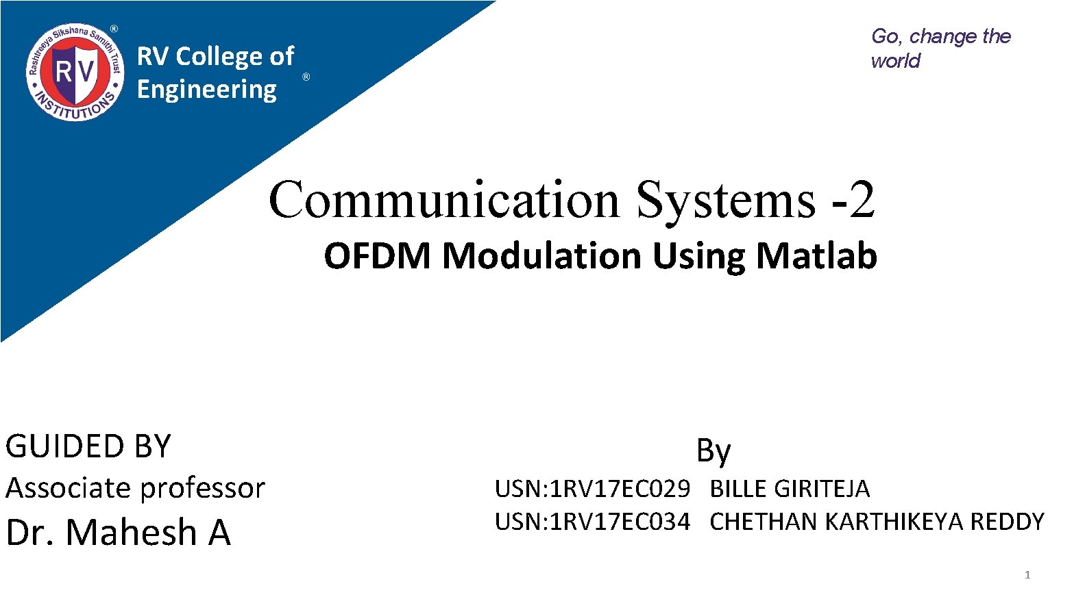 Go change the world RV College of Engineering