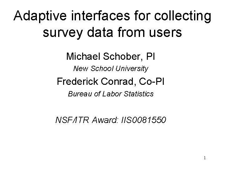 Adaptive interfaces for collecting survey data from users