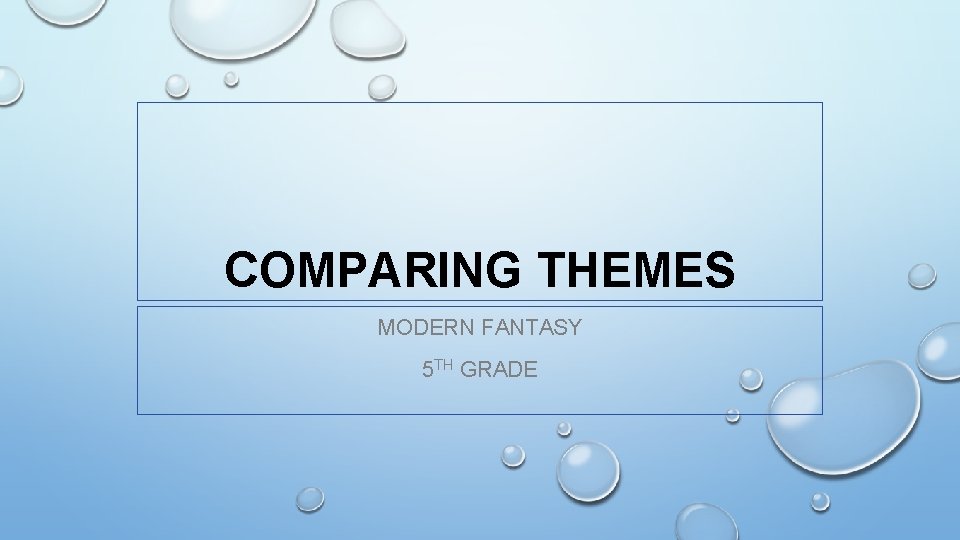 COMPARING THEMES MODERN FANTASY 5 TH GRADE CONNECTION