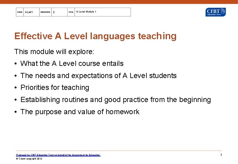 Effective A Level languages teaching ALM 1 Resource