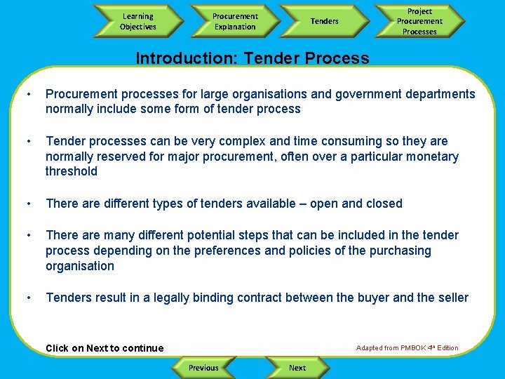 Learning Objectives Procurement Explanation Tenders Project Procurement ...