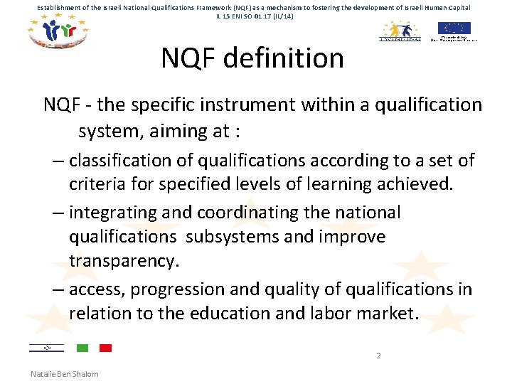 Establishment of the Israeli National Qualifications Framework NQF