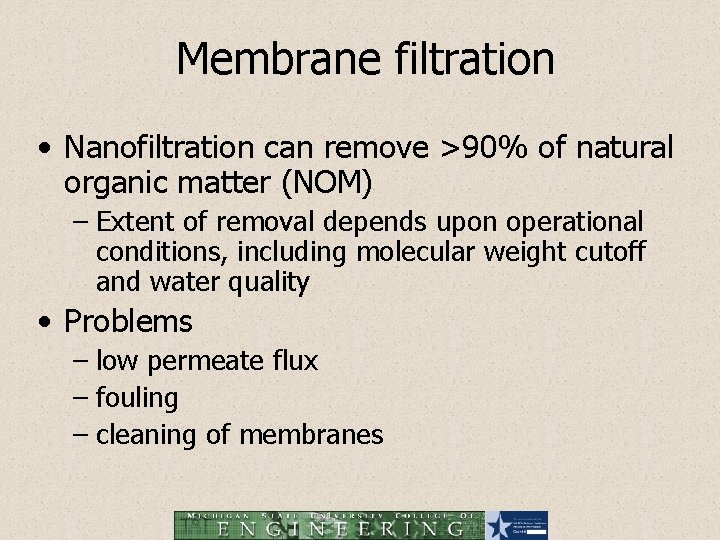 Combined Ozonation Nanofiltration for Drinking Water Treatment B