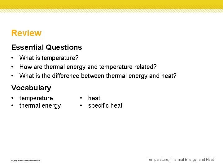 5 1 Essential Questions What is temperature How