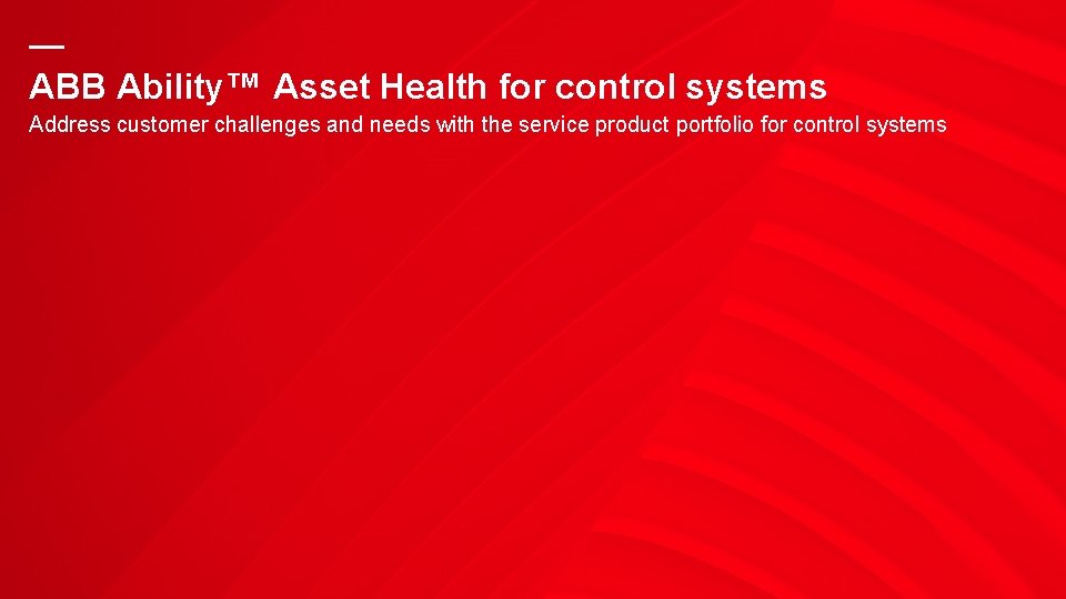 ABB Ability Asset Health for control systems INDUSTRIAL