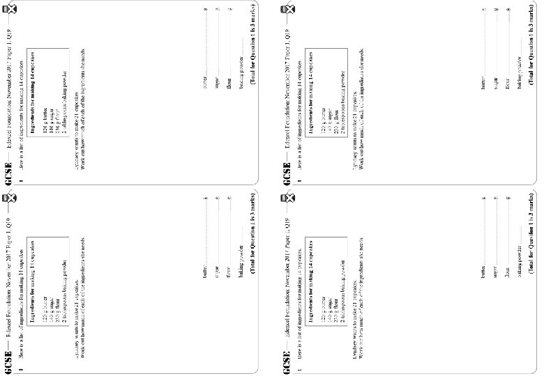 Proportion Recipes NonCalculator Foundation GCSE Questions These questions