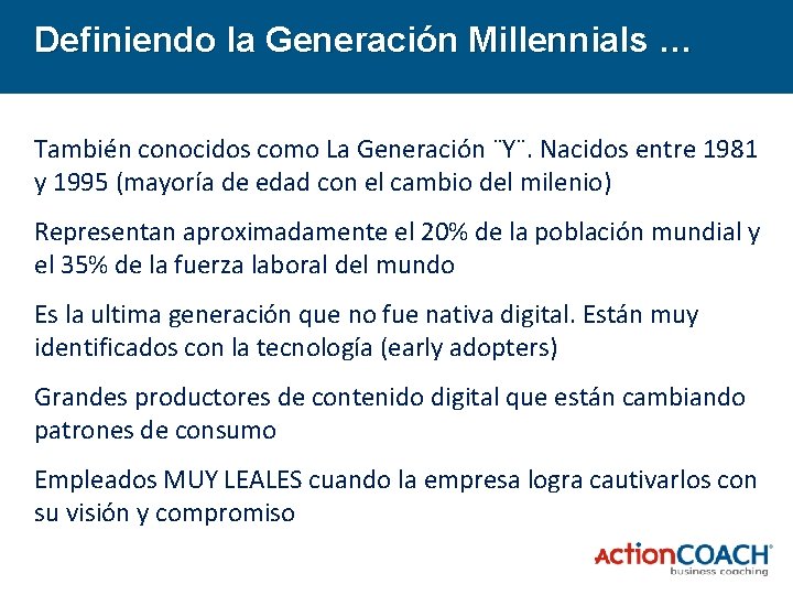 Millennials en las Organizaciones Coach de Negocios Csar