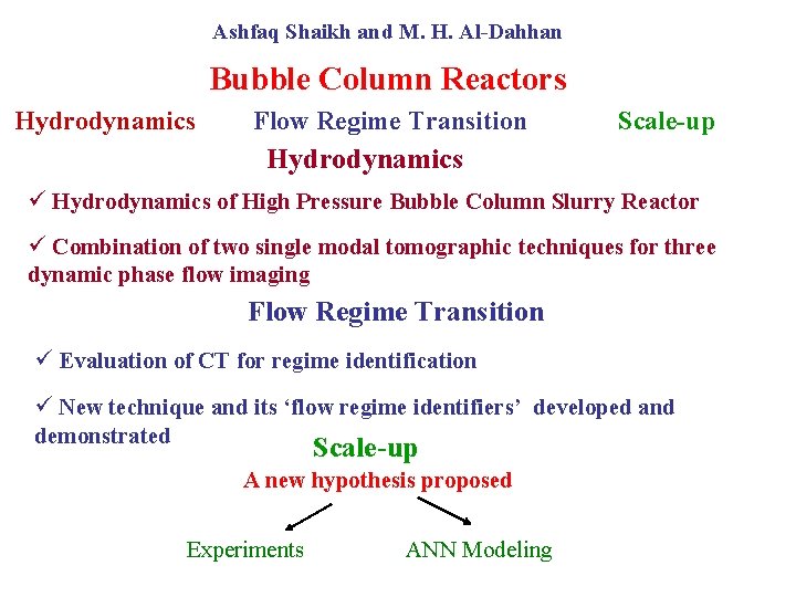 Bubble and Slurry columns CHEMICAL REACTION ENGINEERING LABORATORY