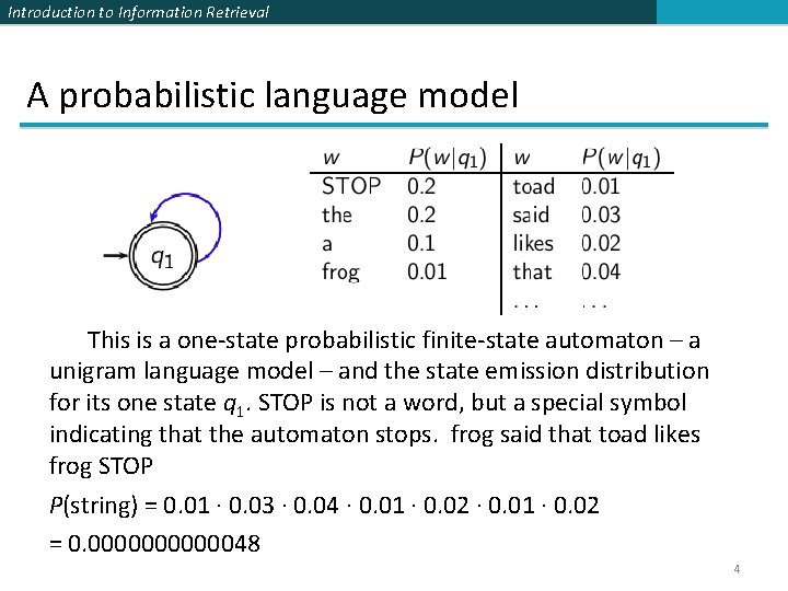 Introduction to Information Retrieval Lecture 13 Language Models