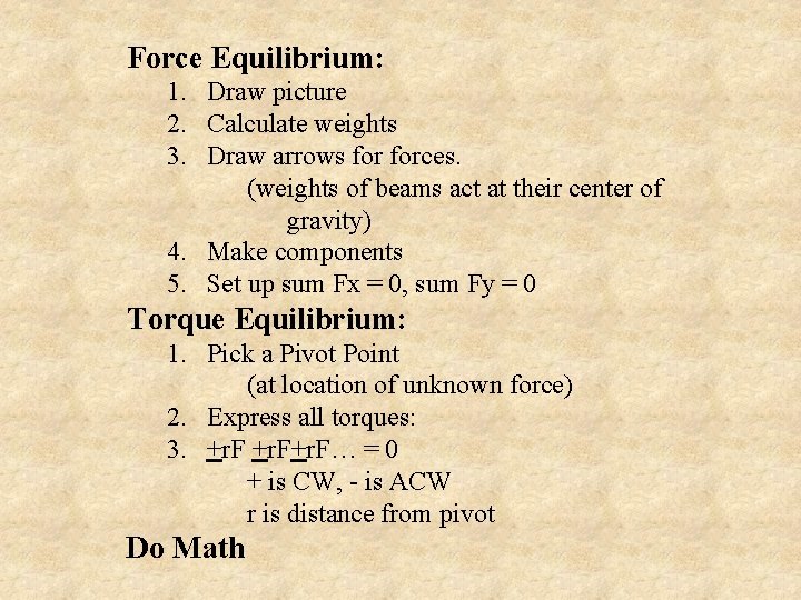 Statics Torque Equilibrium How to solve Example Whiteboards
