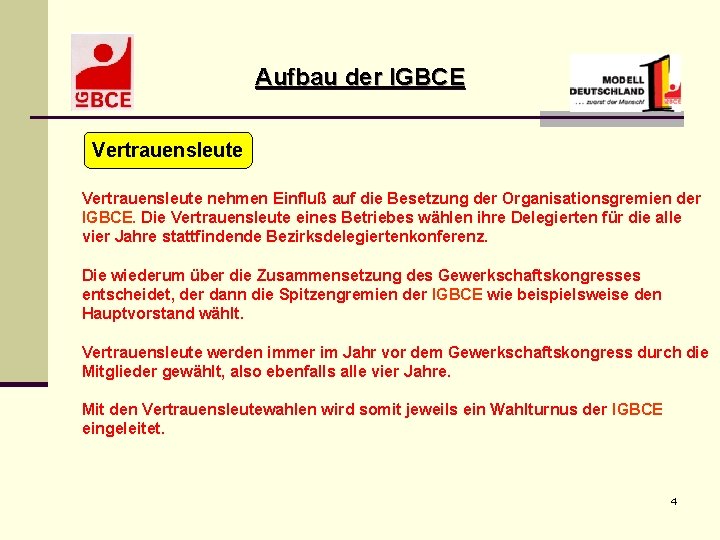 Aufbau der IGBCE Die IGBCE ist eine starke