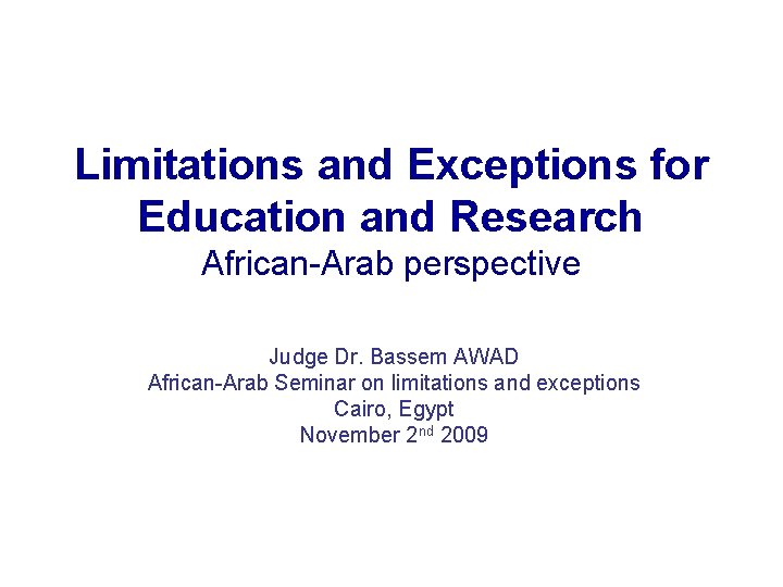 Limitations and Exceptions for Education and Research AfricanArab