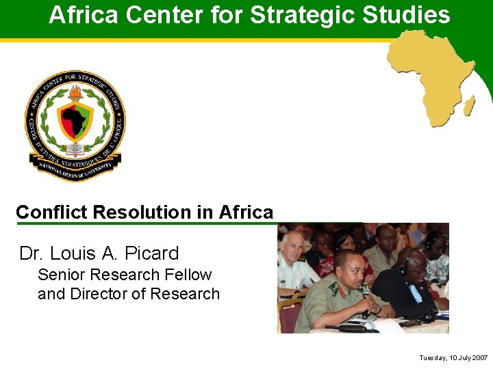 Africa Center for Strategic Studies Conflict Resolution in