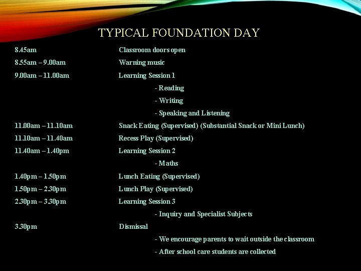 WELCOME TO THE FOUNDATION INFORMATION SESSION WELCOME Official