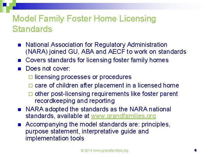 Model Family Foster Home Licensing Standards Kinship Diversion