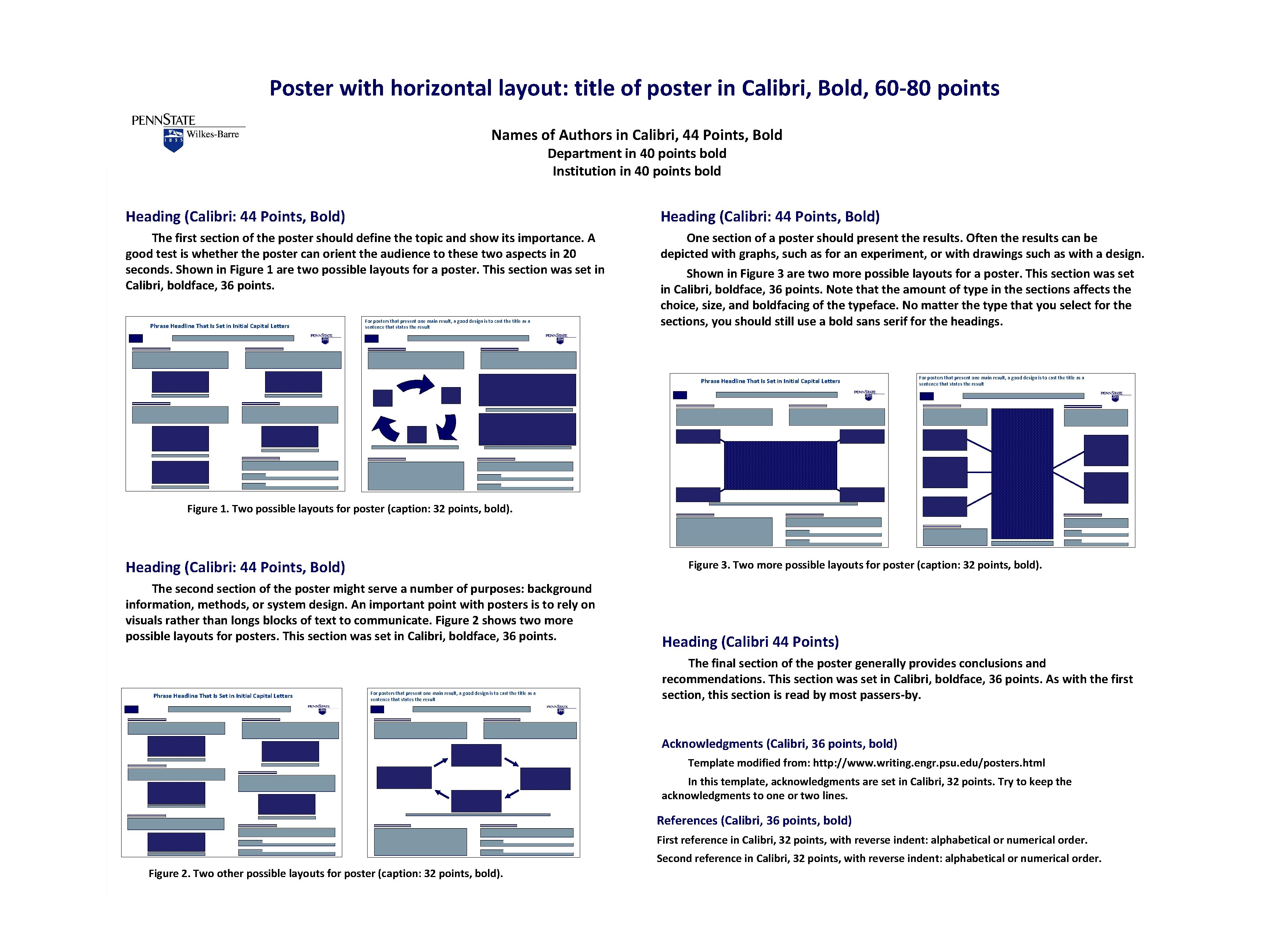 Poster with horizontal layout title of poster in