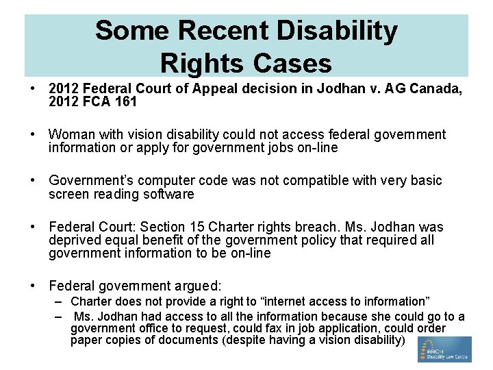 A BRIEF HISTORY OF DISABILITY RIGHTS IN CANADA