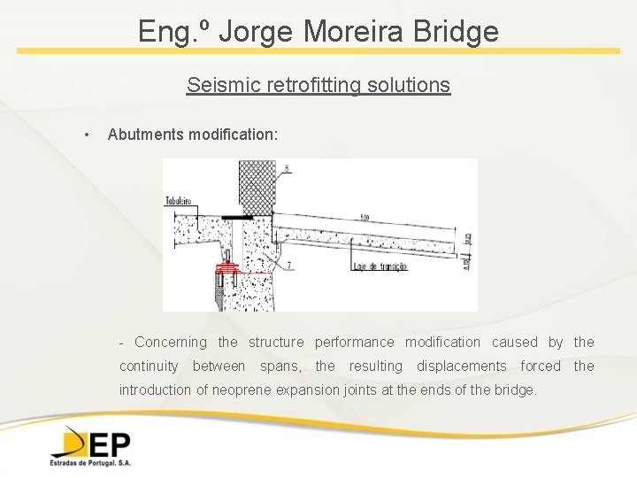Seismic Retrofit of Bridges EP Estradas de Portugal