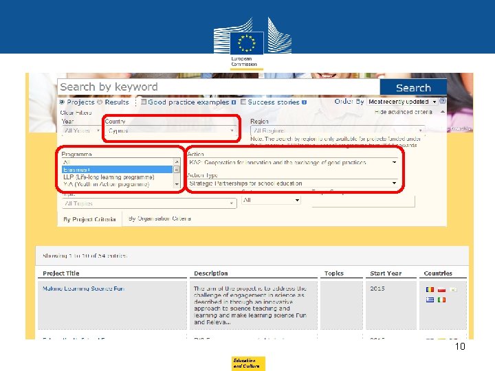 Erasmus Project Results Platform Erasmus DG EAC marina