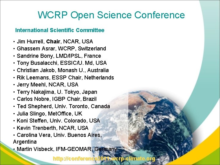 World Climate Research Programme Open Science Conference Gilbert