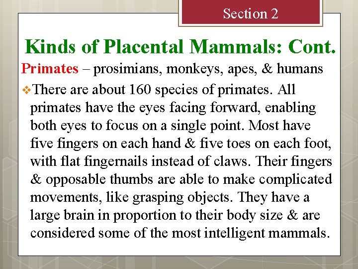Birds Mammals Chapter 16 Section 1 Birds v