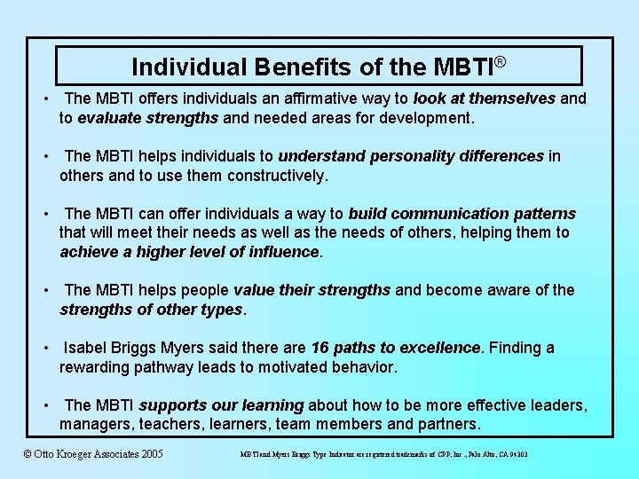 COMM 470 Agenda Week 10 MBTI Profiles LC