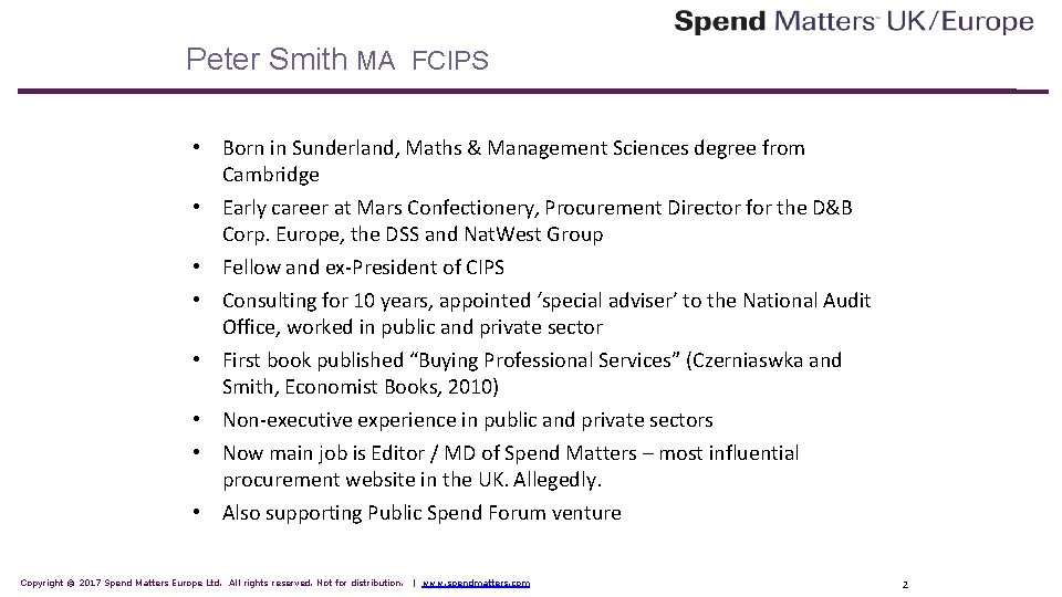 Applying Procurement Excellence to the NHS Peter Smith