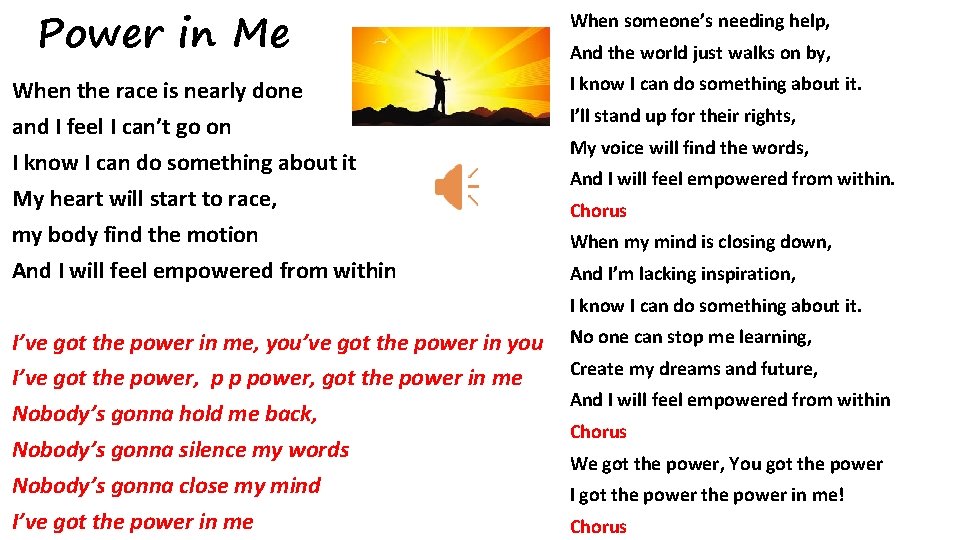 Power in Me When the race is nearly