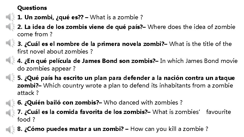 Los Zombis Focus on zombies Lee el texto