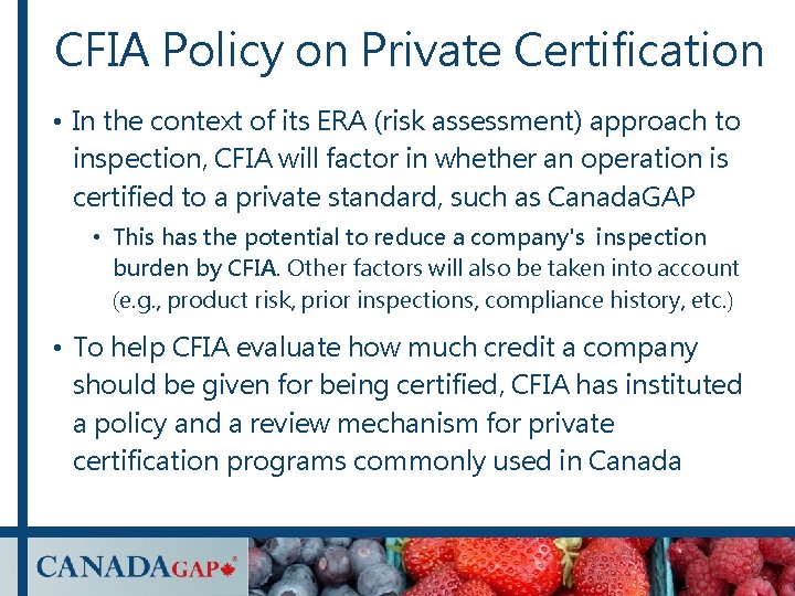 Canada GAP Alignment with the Safe Food for