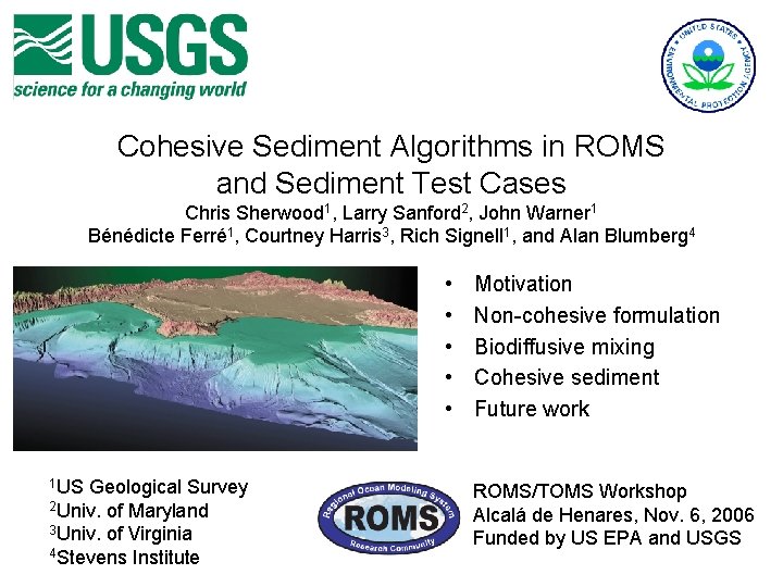 Cohesive Sediment Algorithms in ROMS and Sediment Test