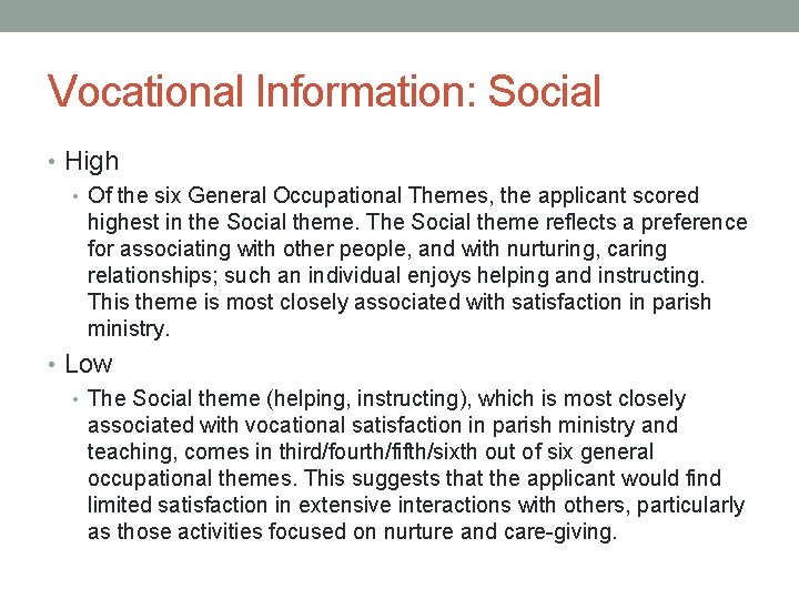 THE REPORT Preparing psychological assessment reports for Boards