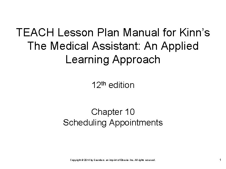 TEACH Lesson Plan Manual for Kinns The Medical