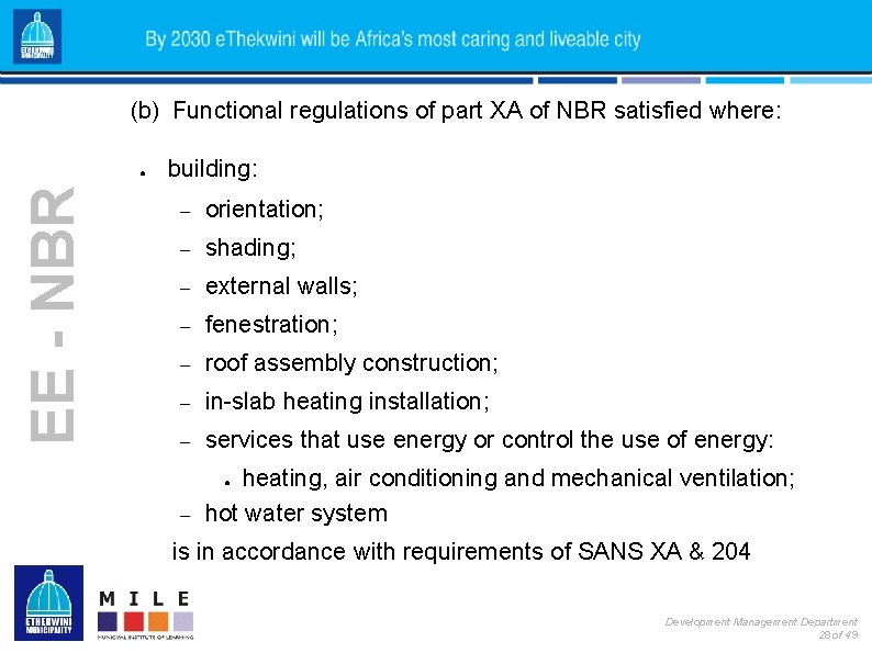 ENERGY EFFICIENCY NATIONAL BUILDING REGULATIONS Development Management ...