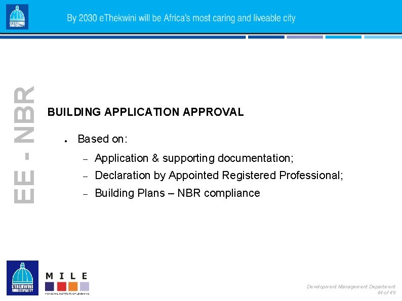 ENERGY EFFICIENCY NATIONAL BUILDING REGULATIONS Development Management ...