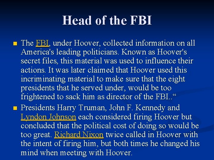J Edgar Hoover 1895 1972 Background n n