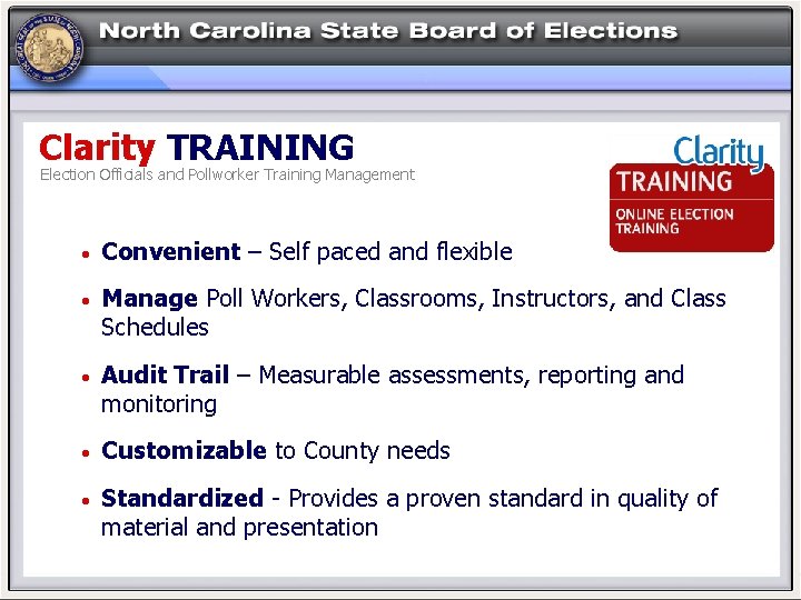 Web Based Election Tools Web Based Implementation Team