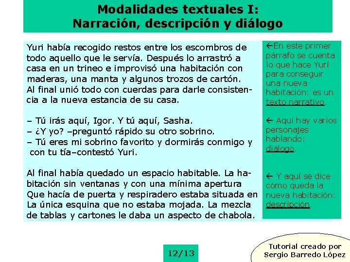 Modalidades textuales I Narracin descripcin y dilogo En