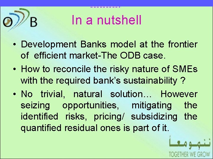 DRAFT Oman Development Bank SME Sustainable Finance At