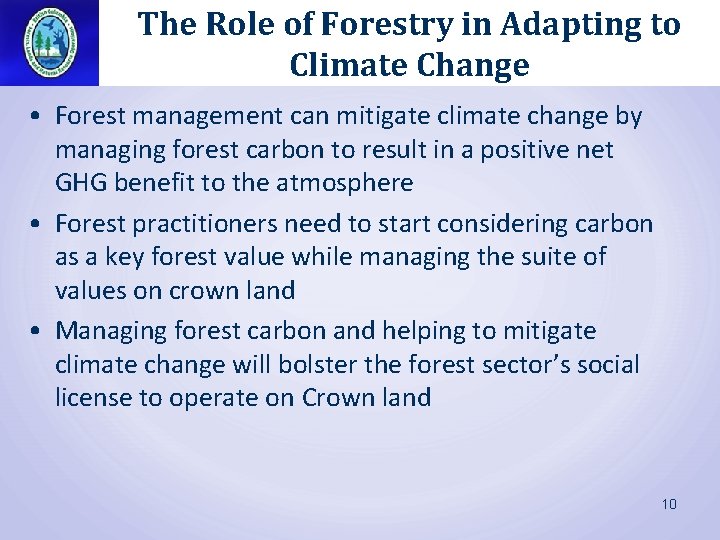 The Role of Forestry in Adapting to Climate