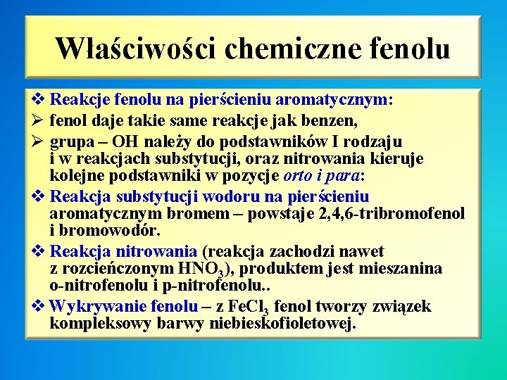 Fenole Budowa fenoli Homologi fenolu Nazewnictwo fenoli Waciwoci