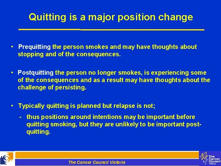 Stagebased theories of behaviour change Ron Borland Ph