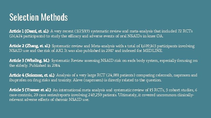 Chronic NSAID Use in Elderly Monica Benjamin Melinda