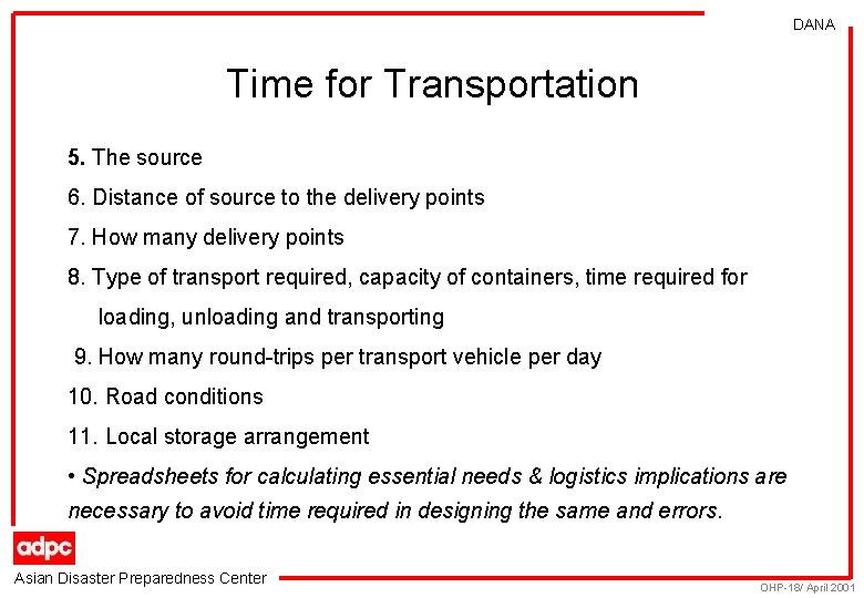 DANA Damage Assessment and Needs Analysis DANA Asian