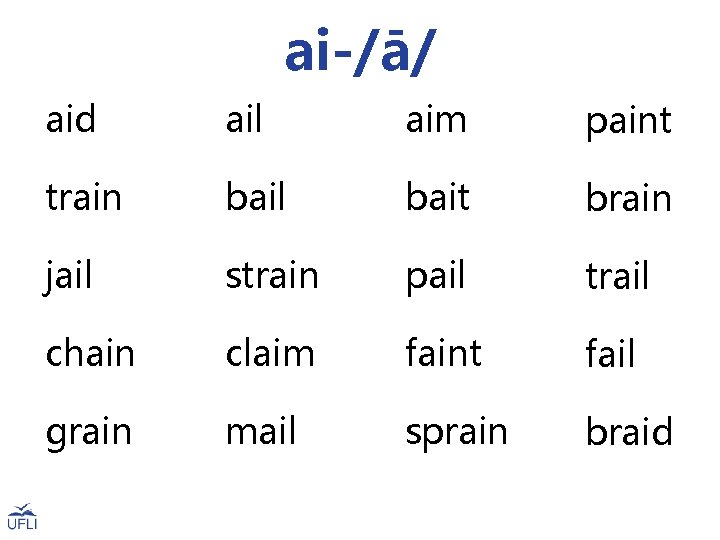 Vowel Teams Word Lists ai aid ail aim