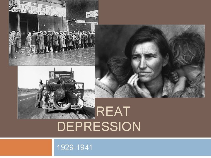 THE GREAT DEPRESSION 1929 1941 Warm Up 1