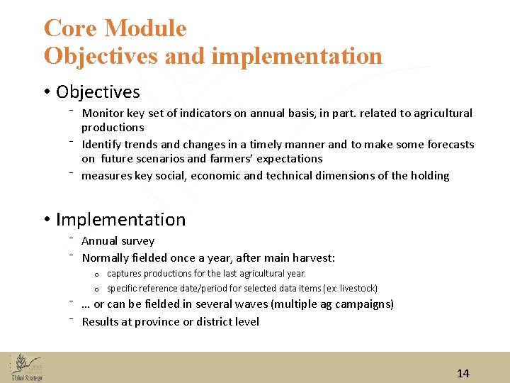 MASTER SAMPLING FRAMEMSF FOR AGRICULTURAL STATISTICS Module 1